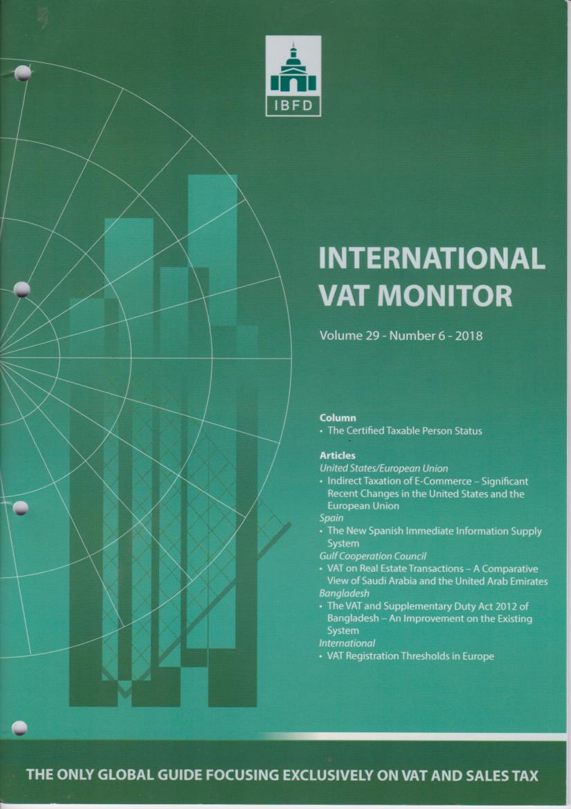 International VAT Monitor Vol. 29 No. 6 - 2018 | DDTC Library