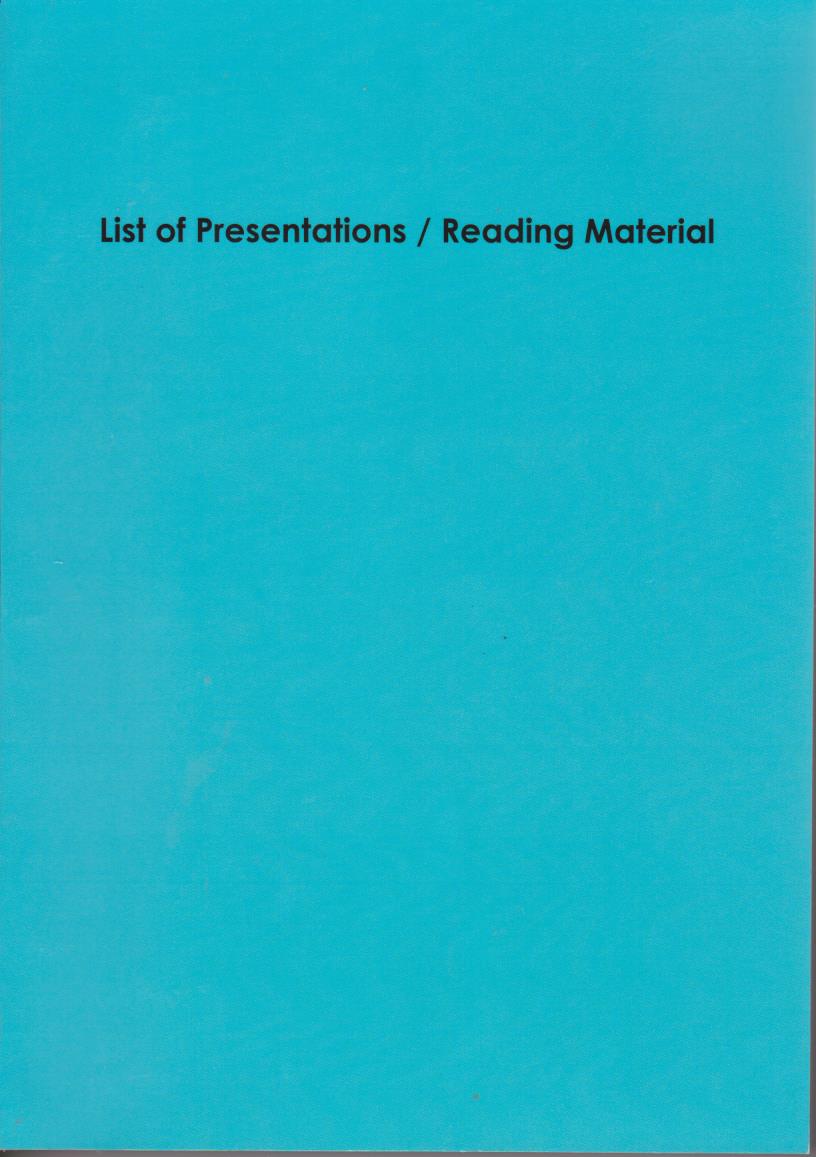 List of Presentations / Reading Material : Various Material | DDTC Library