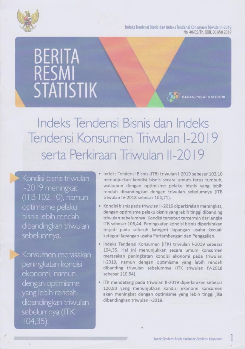 Berita Resmi Statistik No.40/05/Th.XXII, 06 Mei 2019: Indeks Tendensi ...