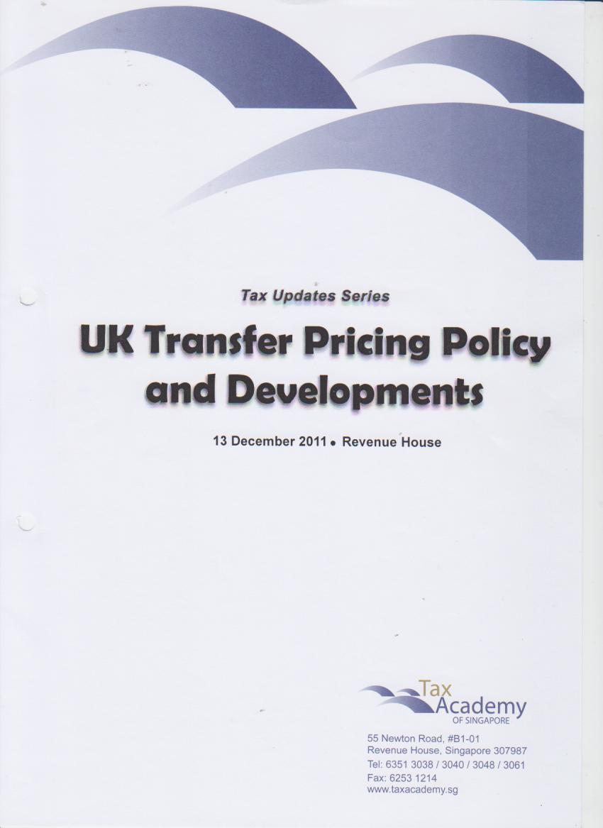 UK Transfer Pricing Policy and Developments: 13 December 2011 ...