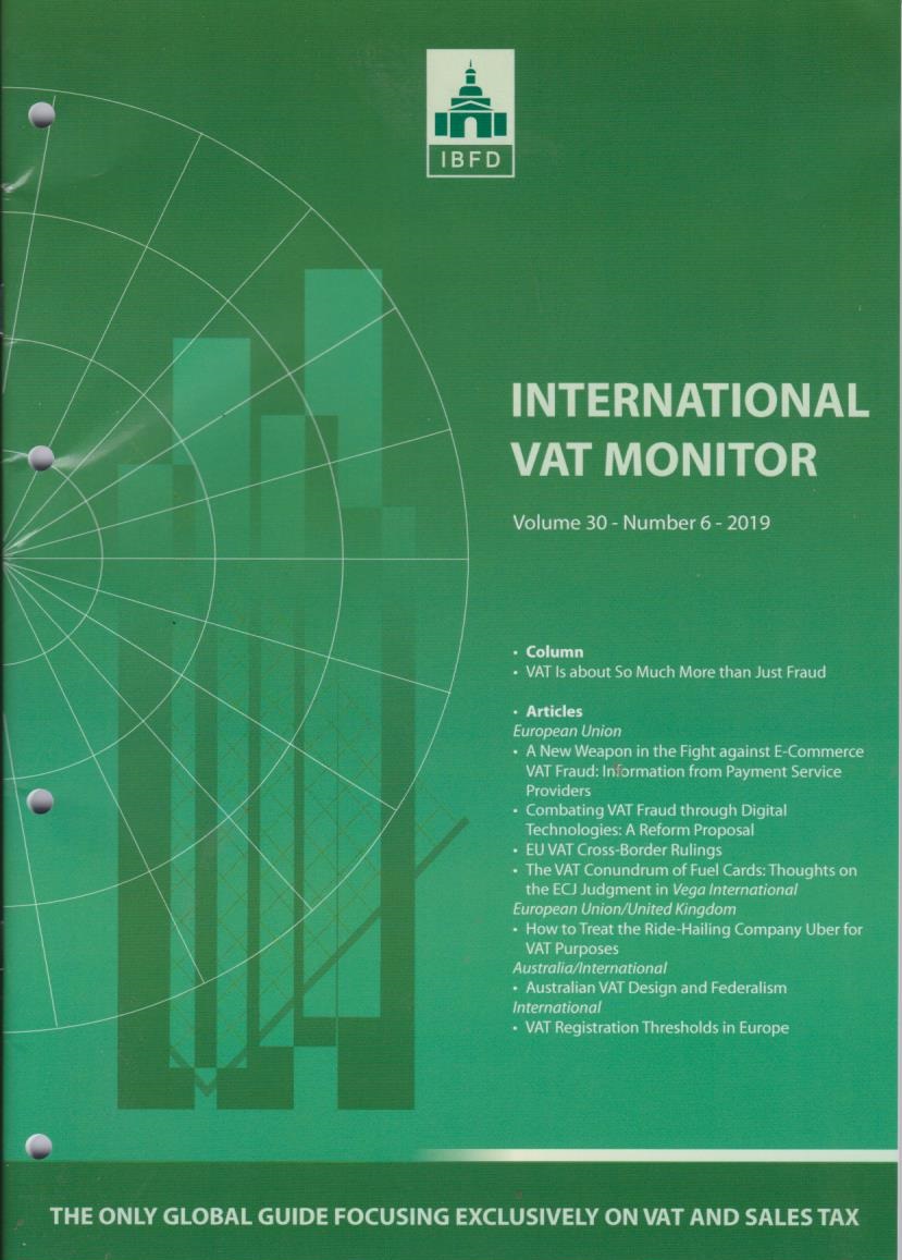 International VAT Monitor Vol. 30 No. 6 - 2019 | DDTC Library