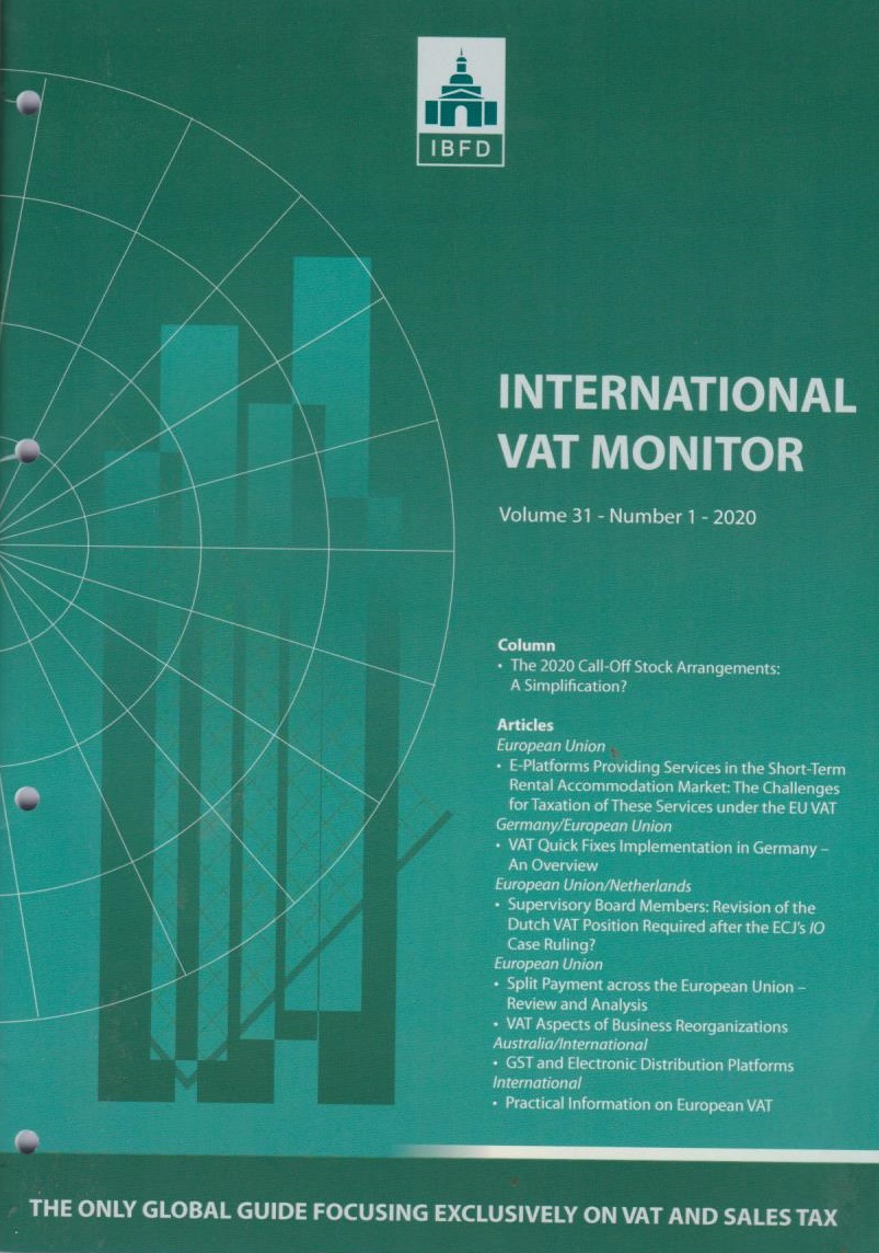 International VAT Monitor Vol. 31 No. 1 - 2020 | DDTC Library