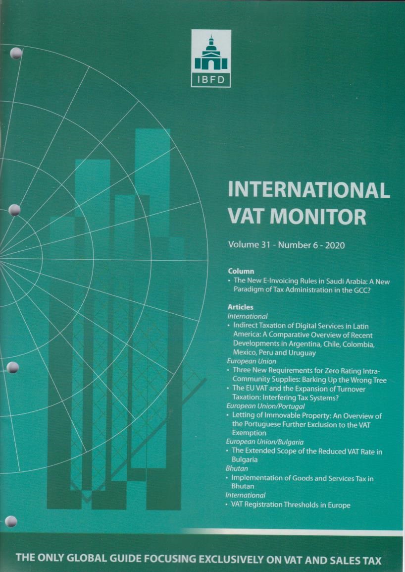 International VAT Monitor Vol. 31 No. 6 - 2020 | DDTC Library