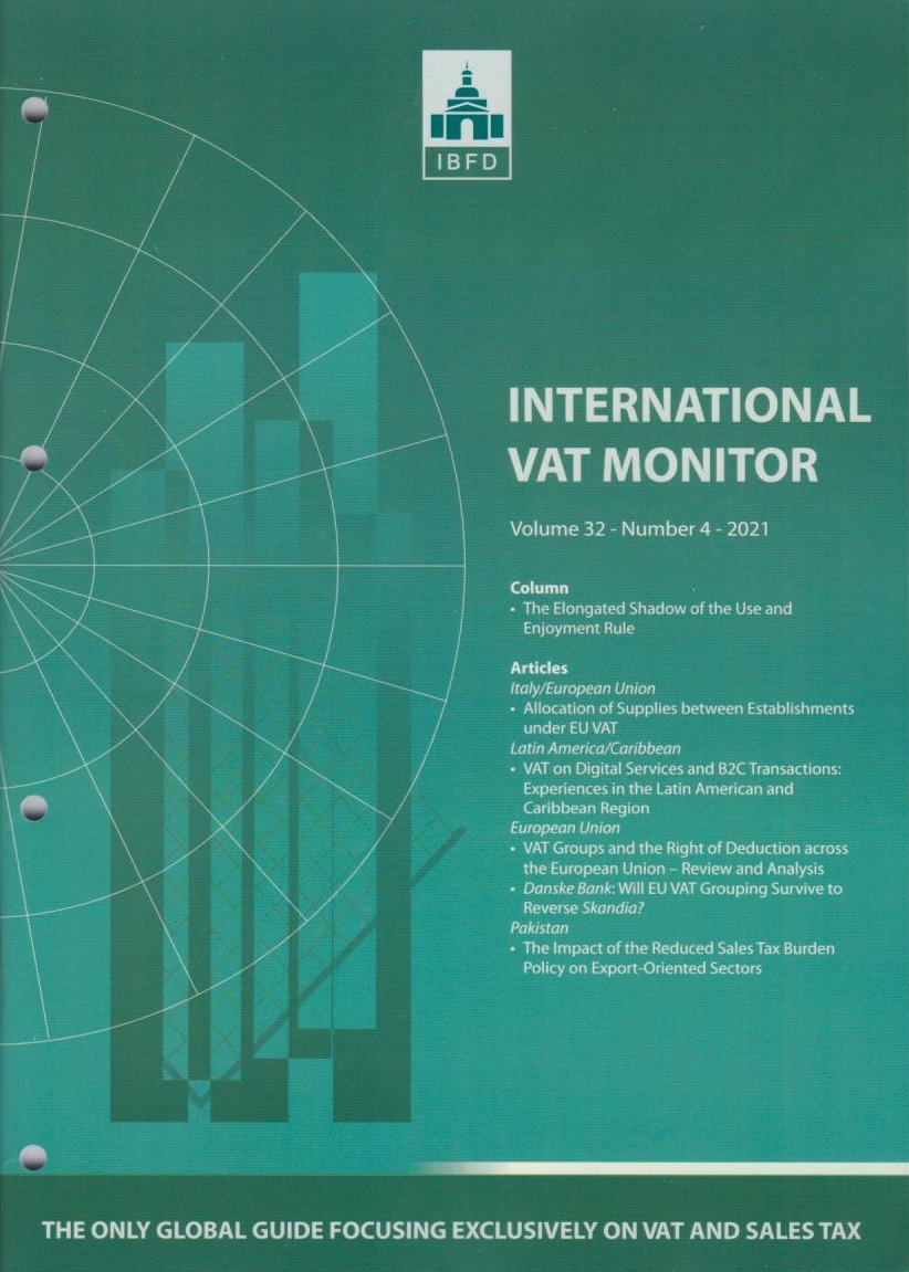 International VAT Monitor Vol. 32 No. 4 - 2021 | DDTC Library