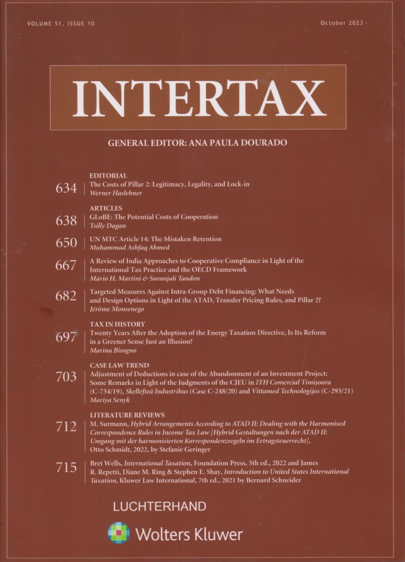 Intertax: Volume 51, Issue 10, October, 2023 | DDTC Library