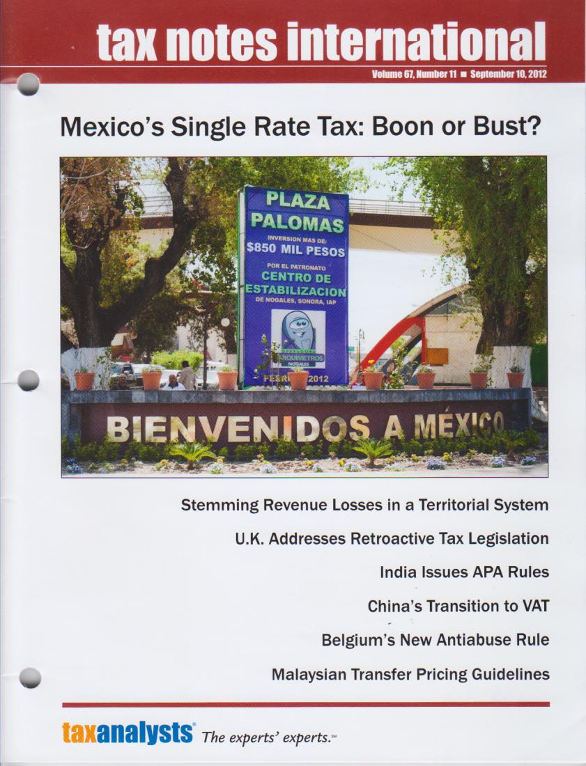Tax Notes International: Volume 67, Number 11, September 10, 2012 ...